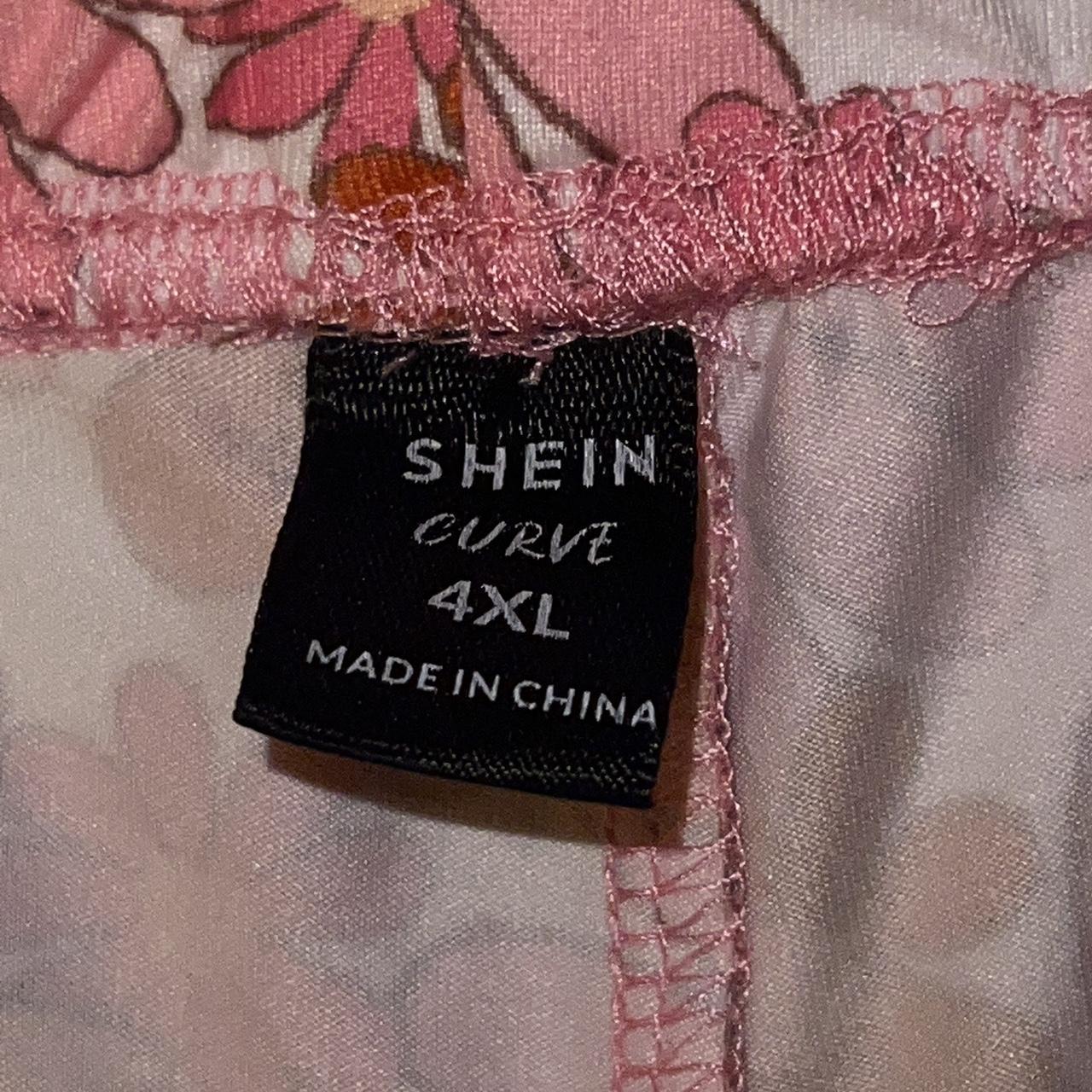 shein plus size red and pink groovy floral high... - Depop