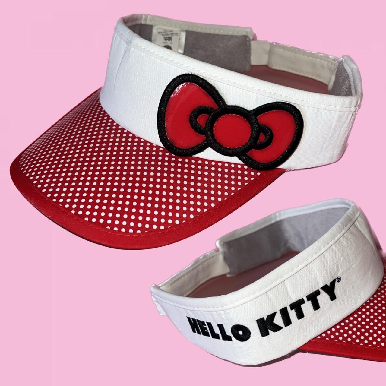 sanrio hello kitty red and white sun head visor hat... - Depop