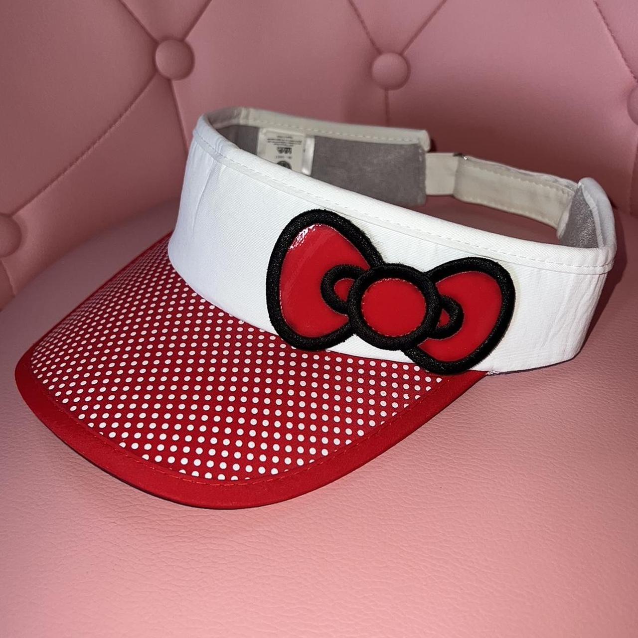 sanrio hello kitty red and white sun head visor hat... - Depop