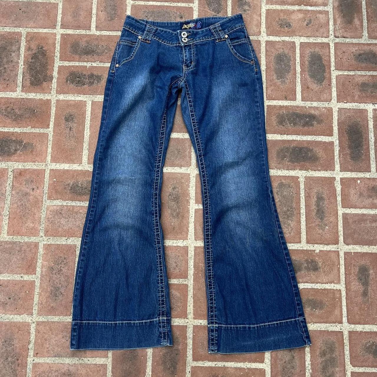 ANGLES DOUBLE BUTTON FLARED LOW RISE JEANS size... - Depop