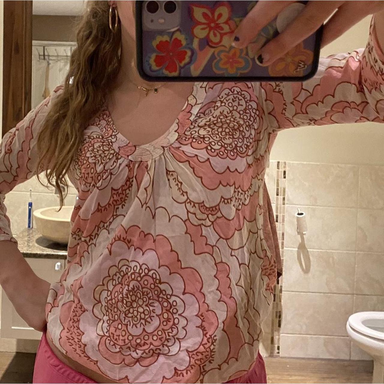 Italian brand Light and airy pink and white long... - Depop