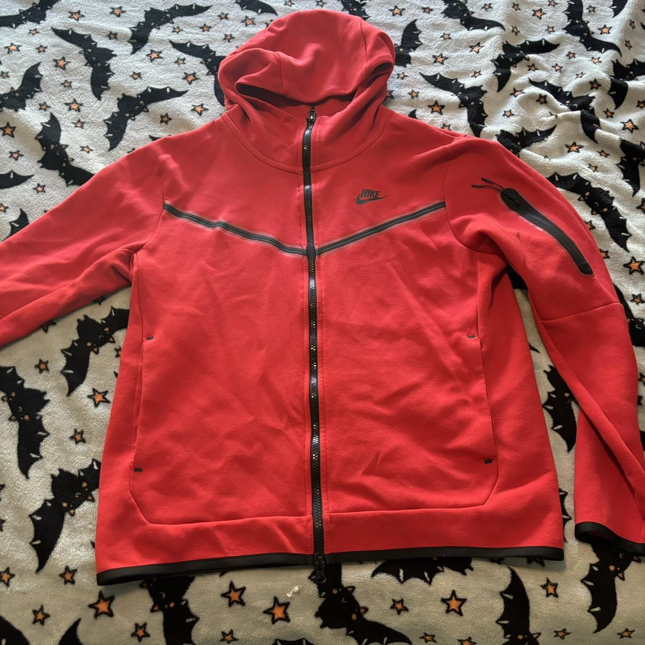 Medium red Nike tech jacket - Depop