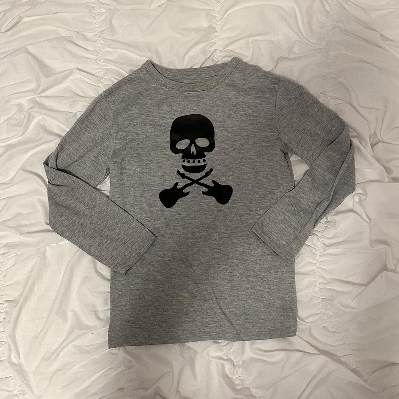 skull long sleeve #punk #2000s #skull #y2k... - Depop