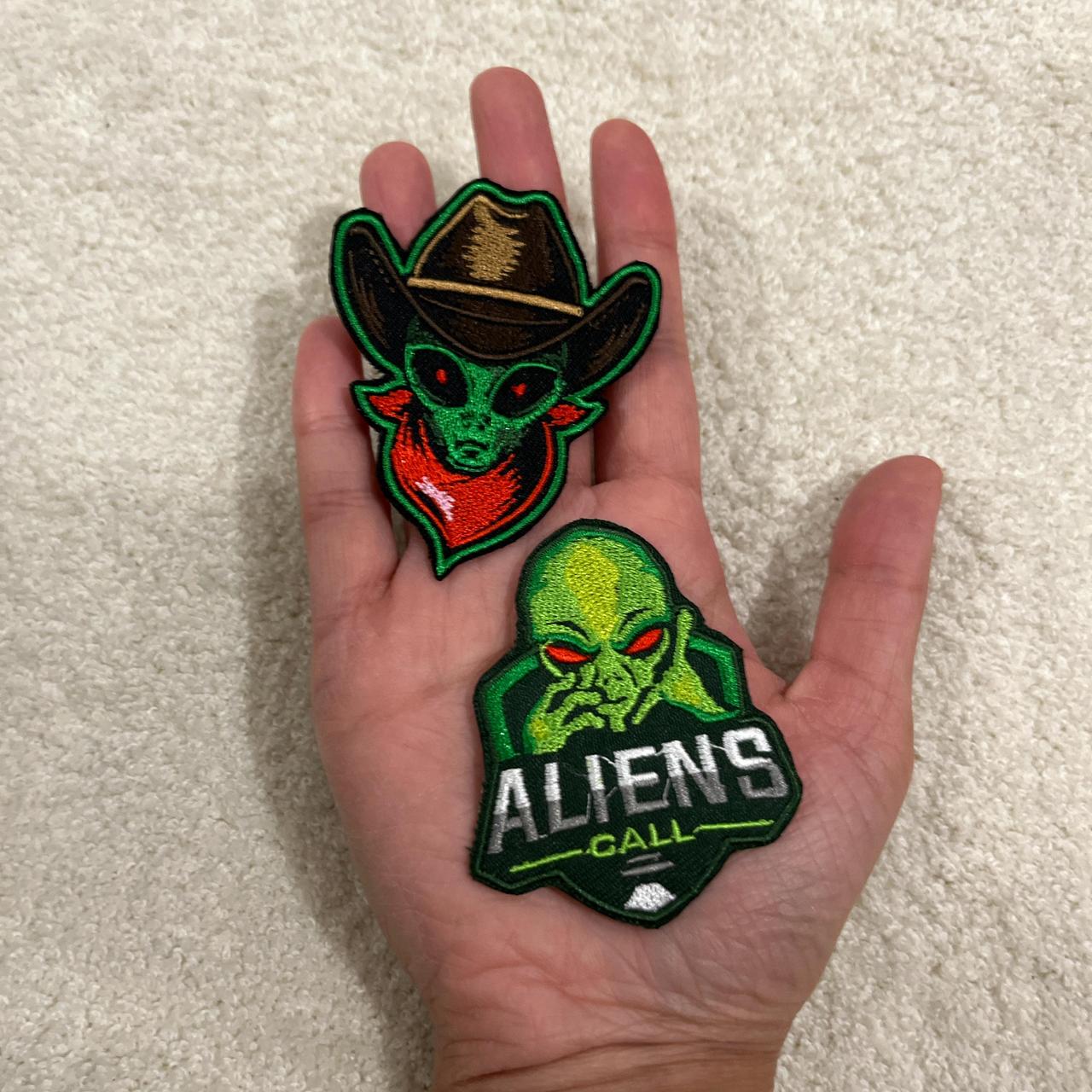 Alien iron on/stitch/sew on patches, great for bags... - Depop