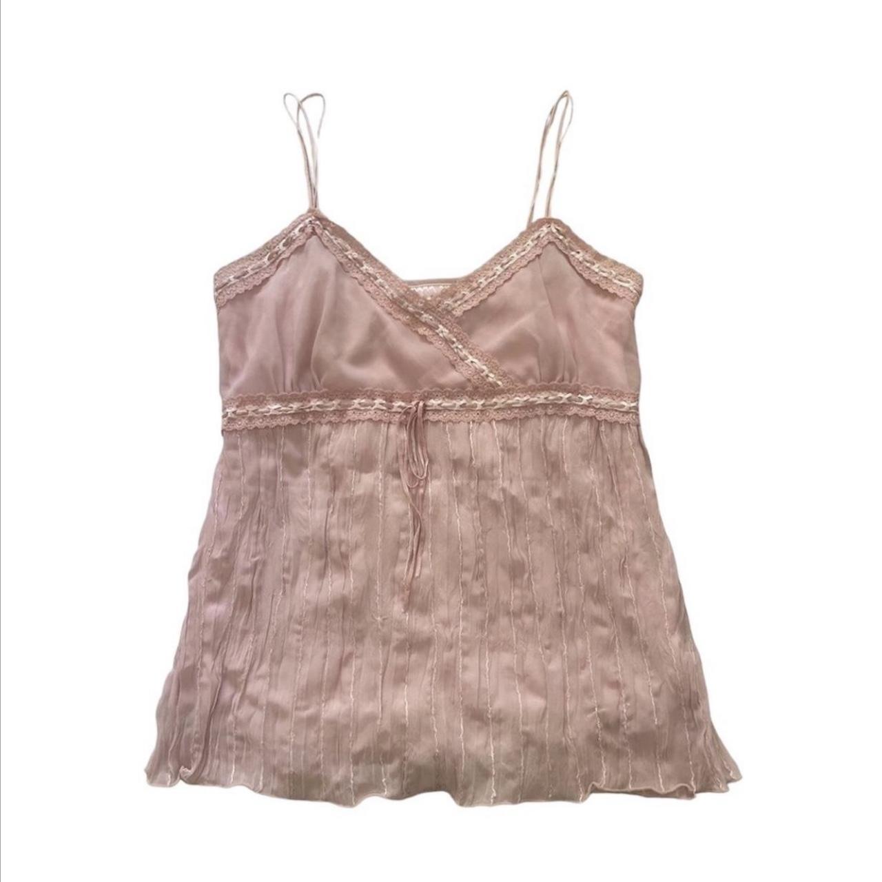 vintage fairy cottagecore coquette pink flowy cami... - Depop