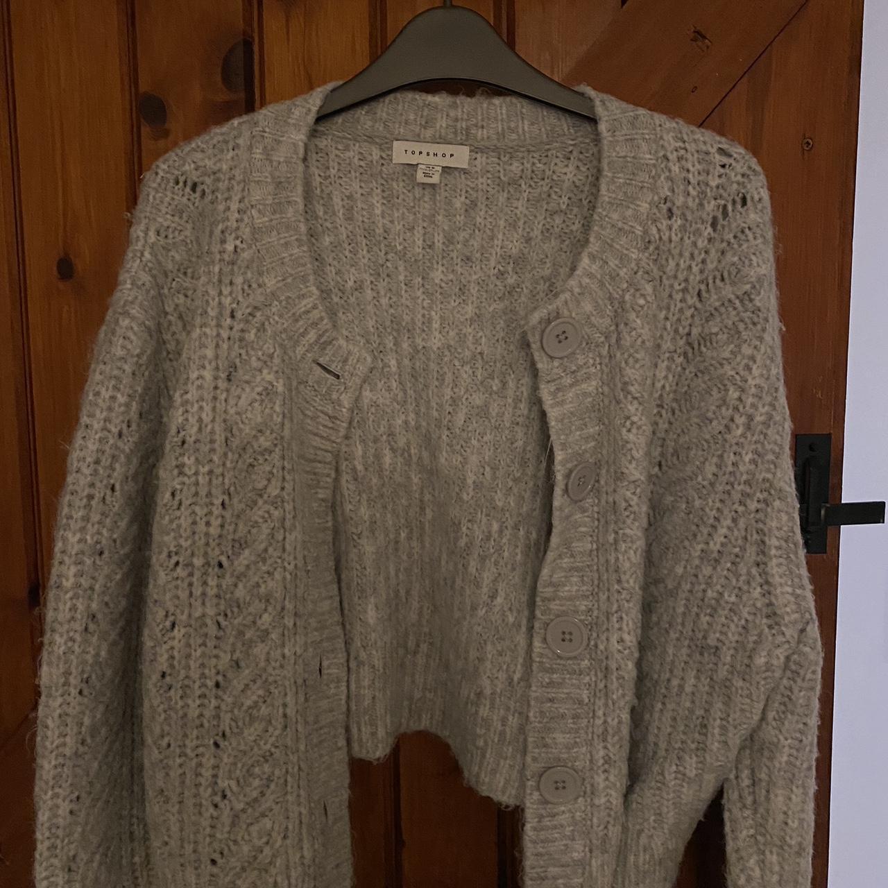 Topshop- chunky knitted grey cardigan size M - Depop