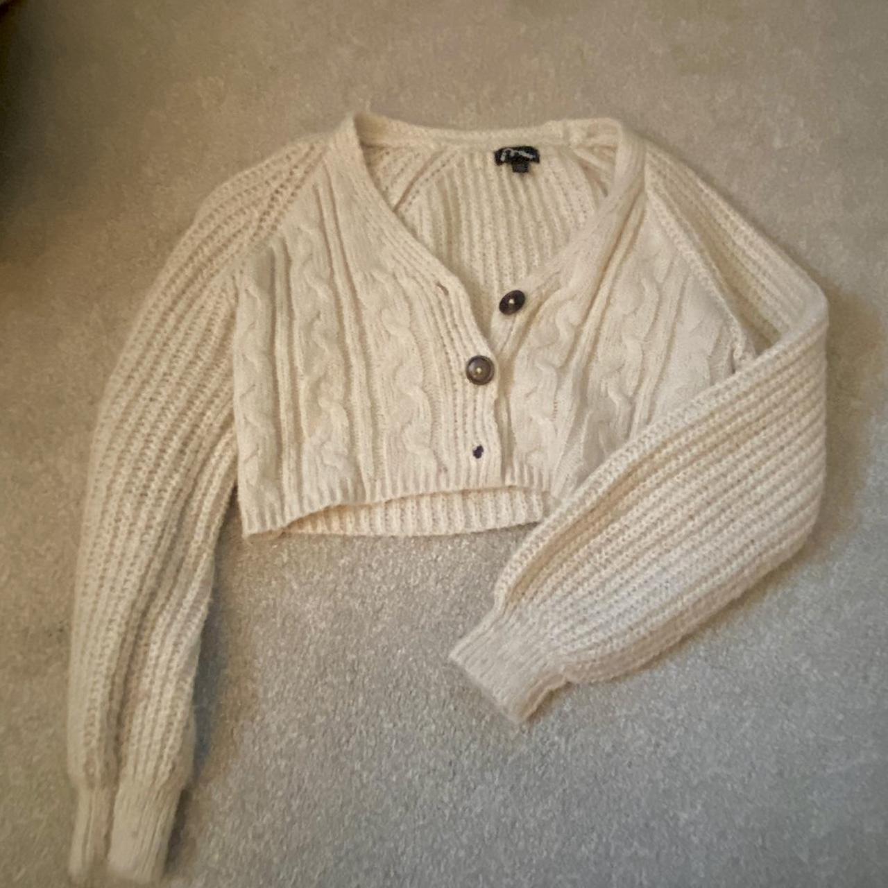 super cute cropped sweater with buttons great... - Depop