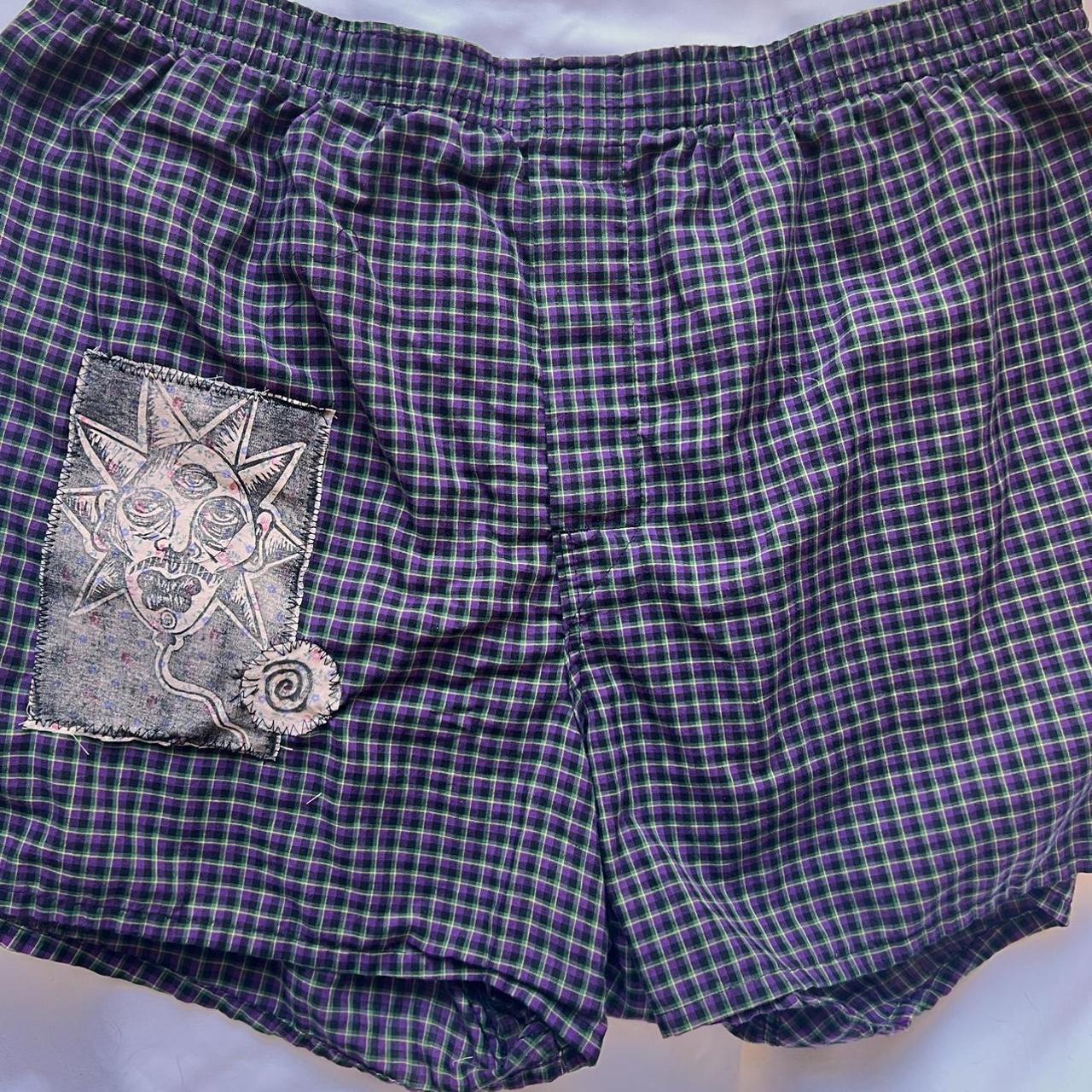 Size Large ish Upcycled Boxers using block... - Depop