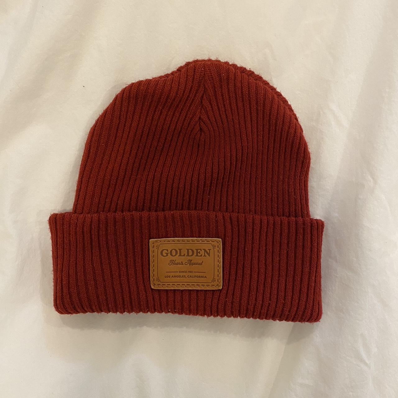 Unisex knit red beanie with GHSF logo. Lightly worn... - Depop