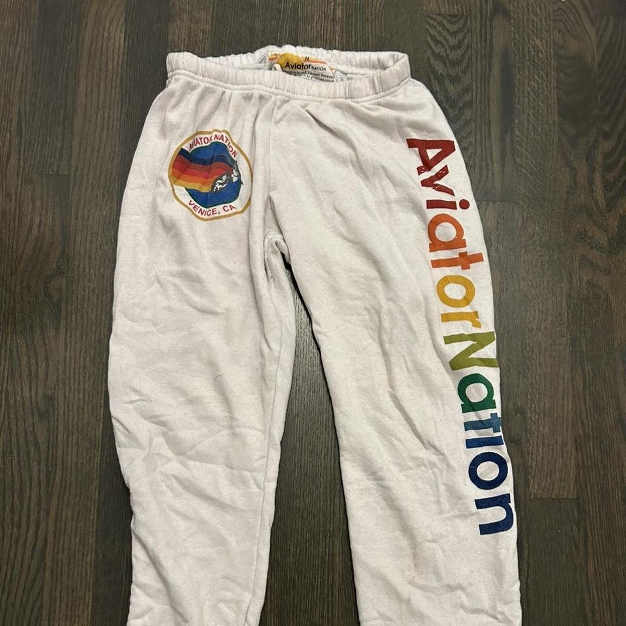 Aviator Nation Women's White Joggers-tracksuits | Depop