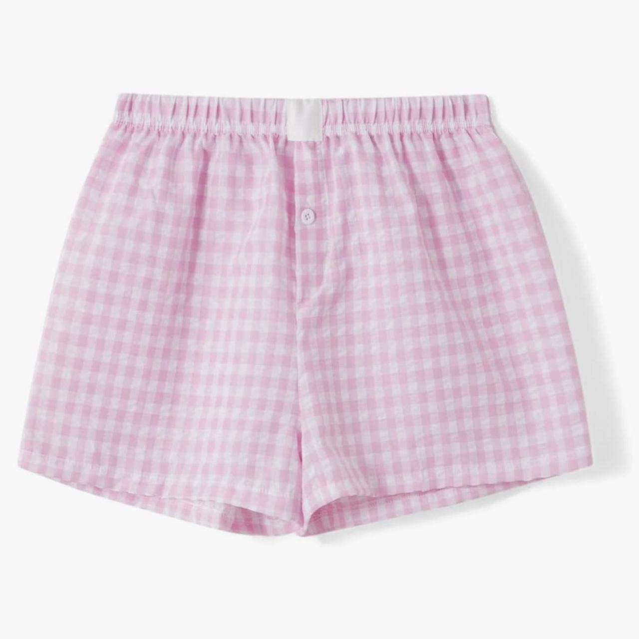 Pink and white checkered boxer shorts 🩷🤍 See through... | Depop