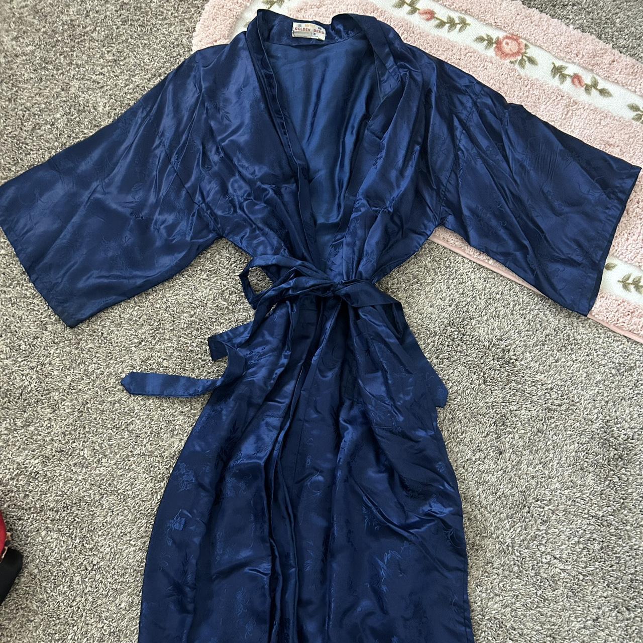 Vintage navy blue tie robe. it’s pretty long, goes... - Depop