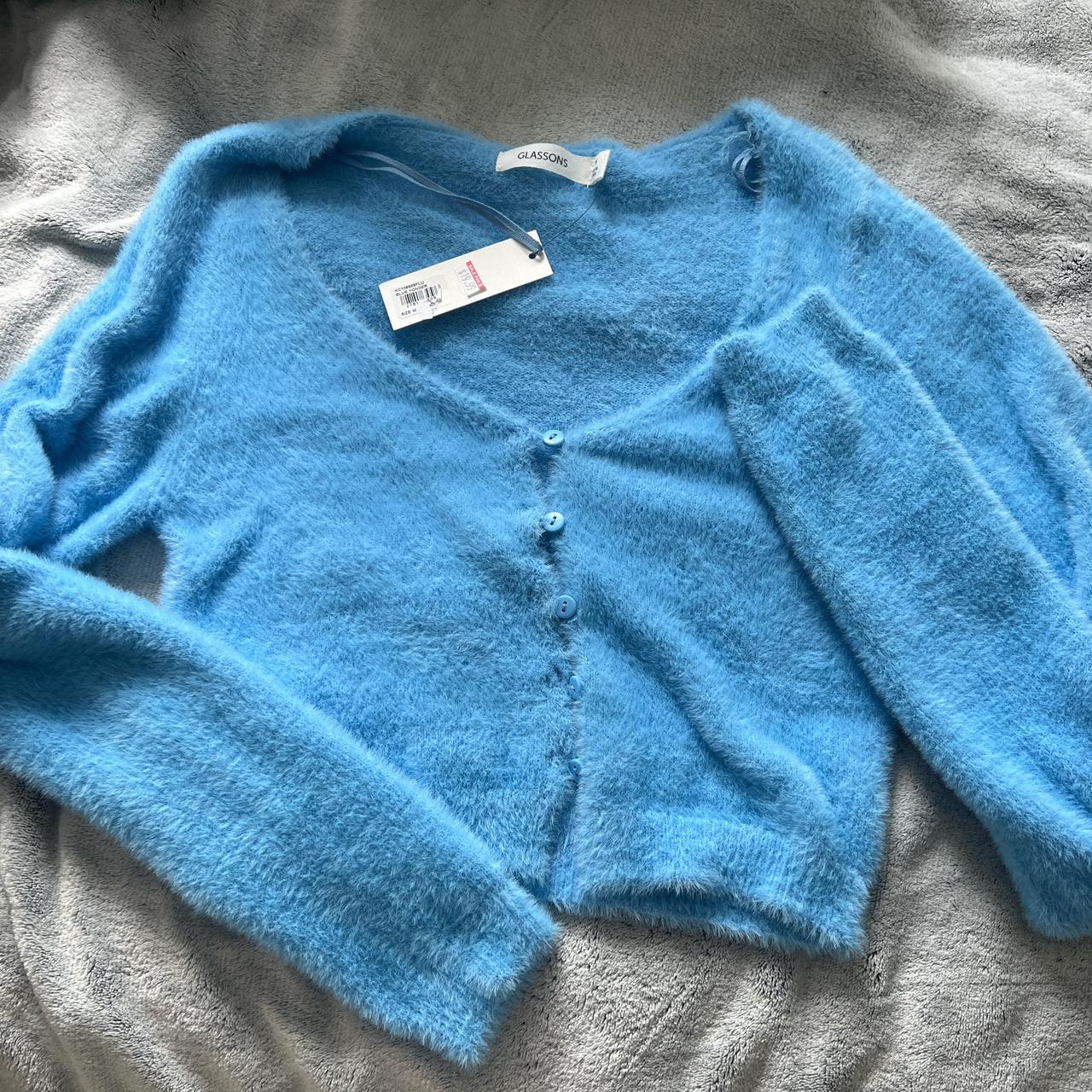 Glassons blue fluffy top - Depop