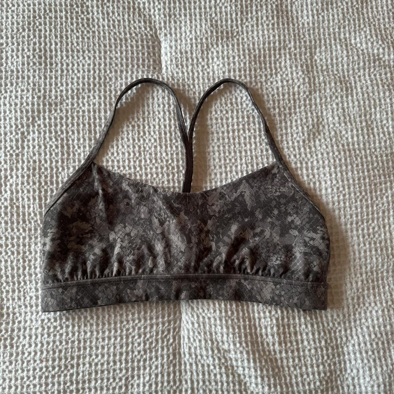 Snake-print Lululemon nulu y bra size 10 Worn few... - Depop