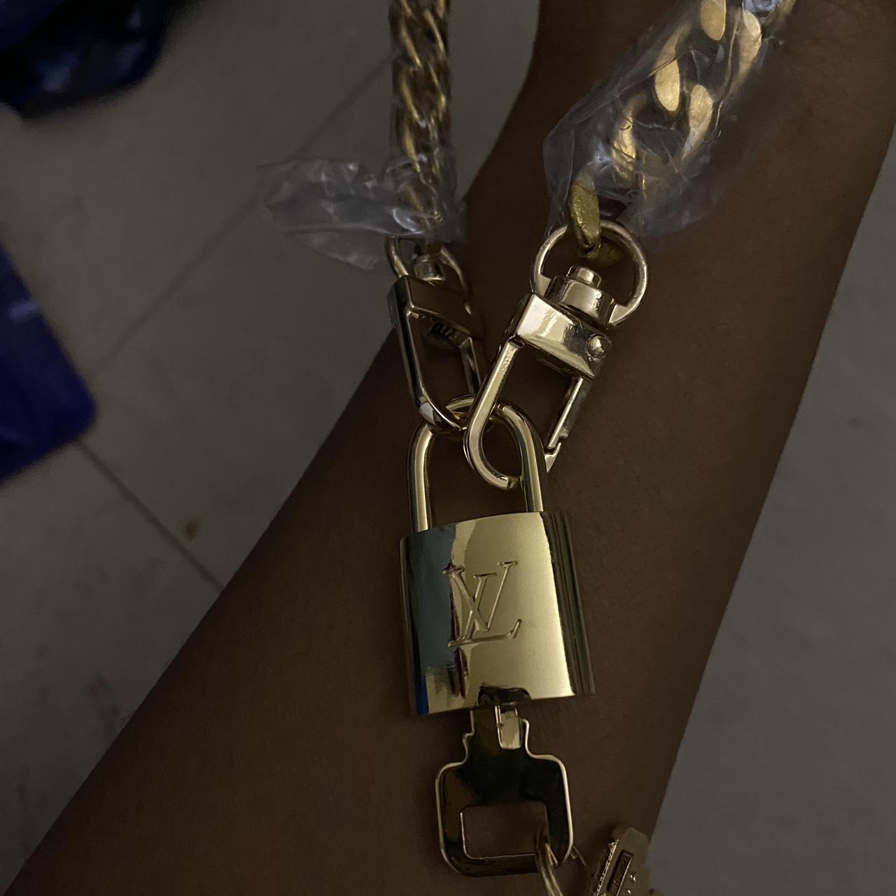 Reworked Lv Lock chain 16” gold plated cuban link chain | Depop