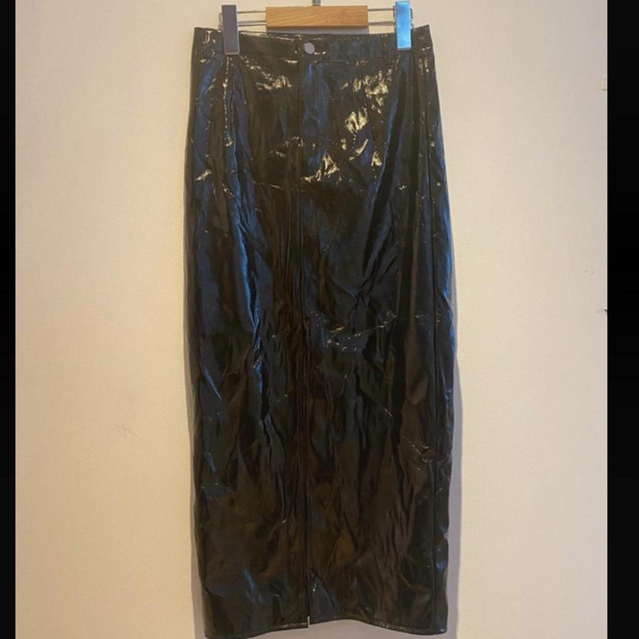 Vinyl faux leather midi skirt Missguided Size... - Depop