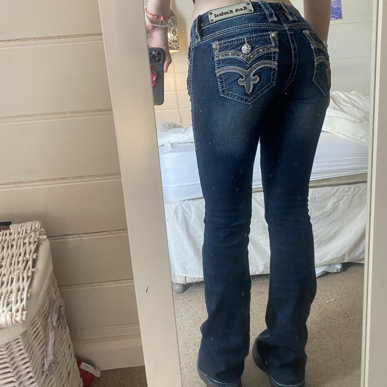 insane early 2000s slim bootcut flared mid low rise... - Depop