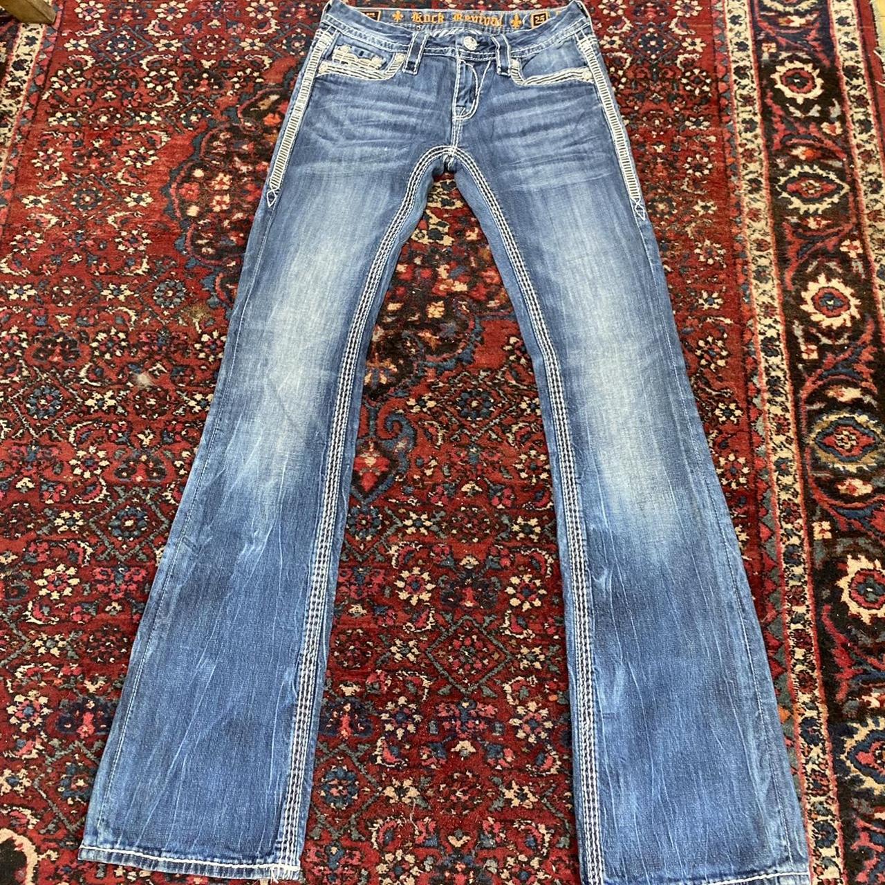 early 2000s slim bootcut flared mid low rise dark... - Depop