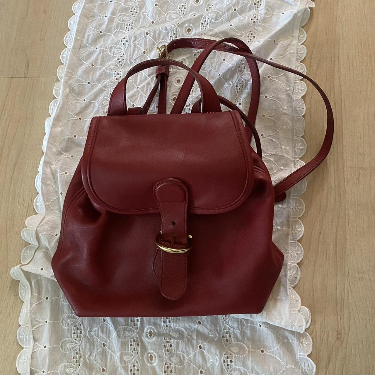 vintage burgundy coach backpack - Depop