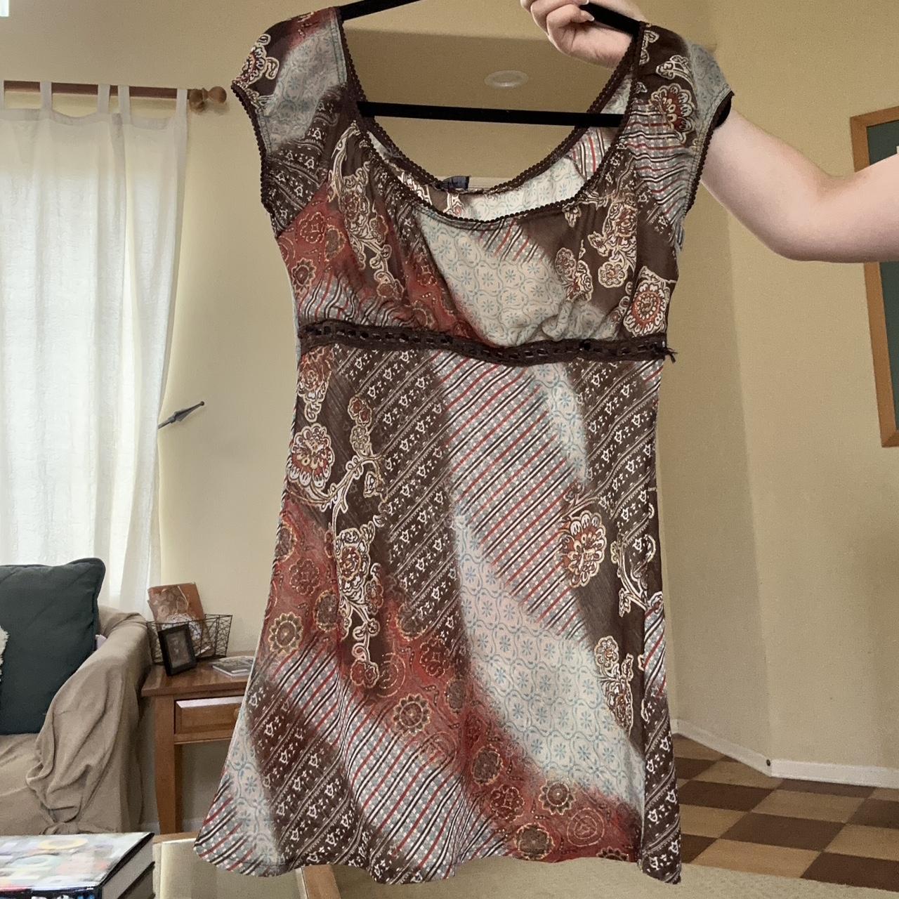 paisley earth tone y2k top #y2k #paisley #earthtones... - Depop