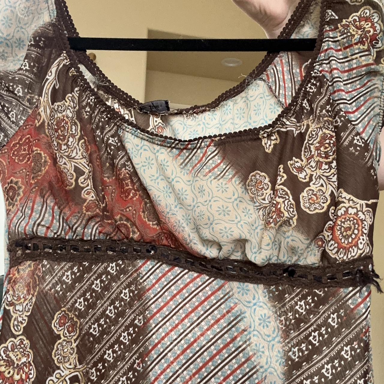 paisley earth tone y2k top #y2k #paisley #earthtones... - Depop