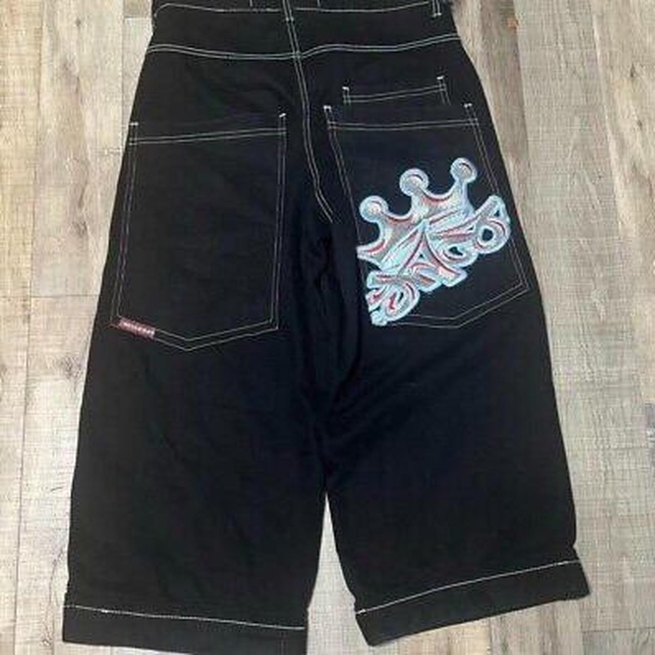 JNCO Jeans Big Crown Side Stripe Black Wide Leg 90's... - Depop