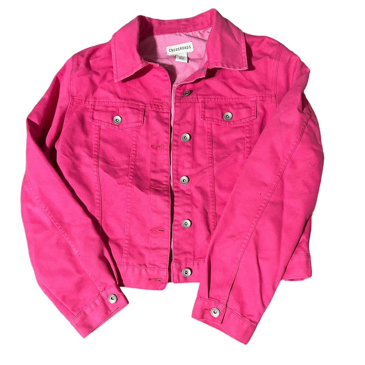 Hot pink jean jacket, would be cute cropped!! - Depop