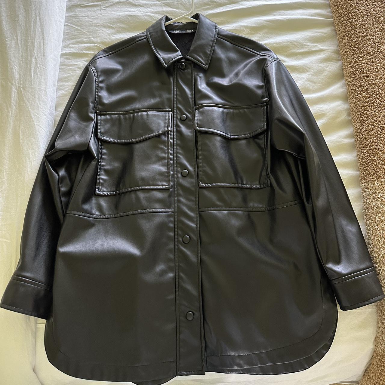 -Zara oversized leather shacket -super stylish and... - Depop
