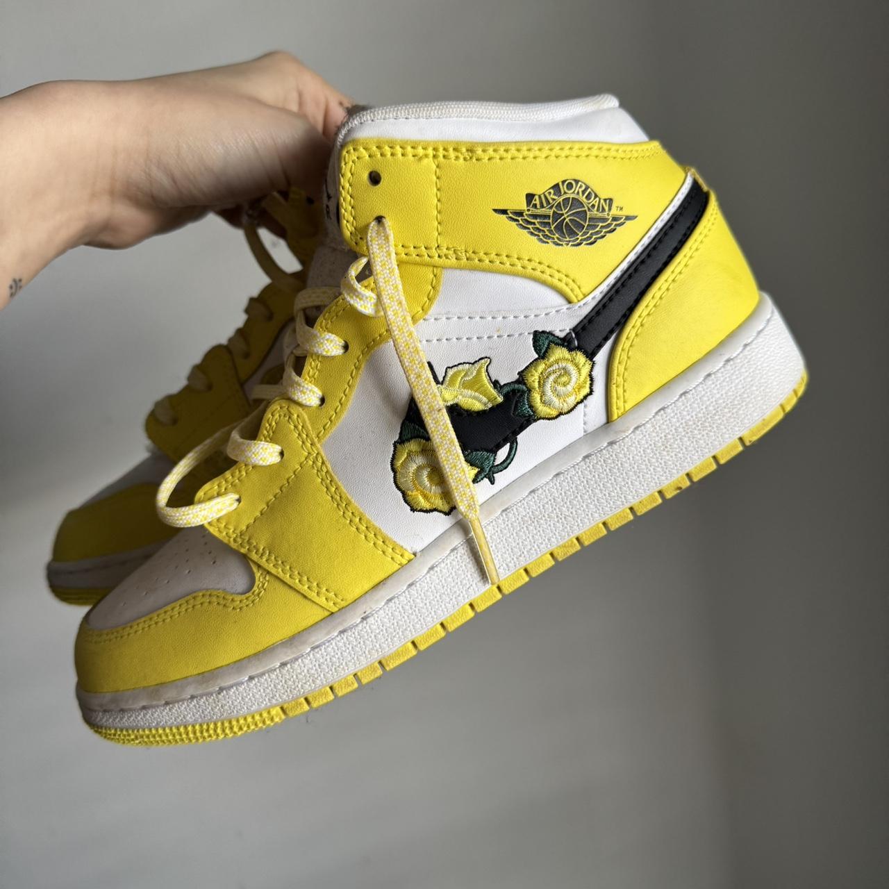 Bright yellow jordans. Youth size 5 | Depop