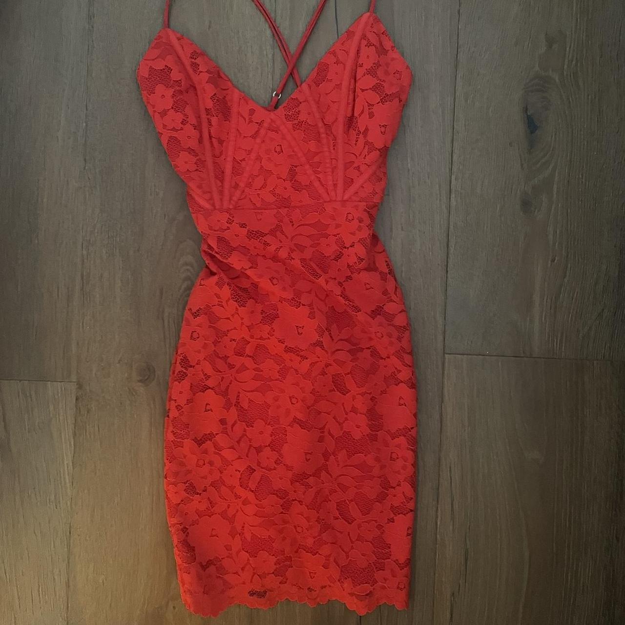 red lace mini hello molly dress - Depop