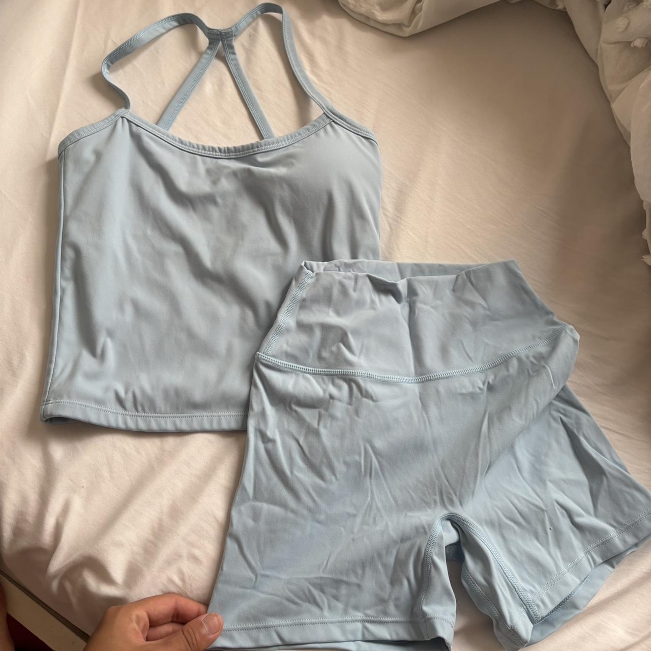 amazon blue workout set never worn size... | Depop