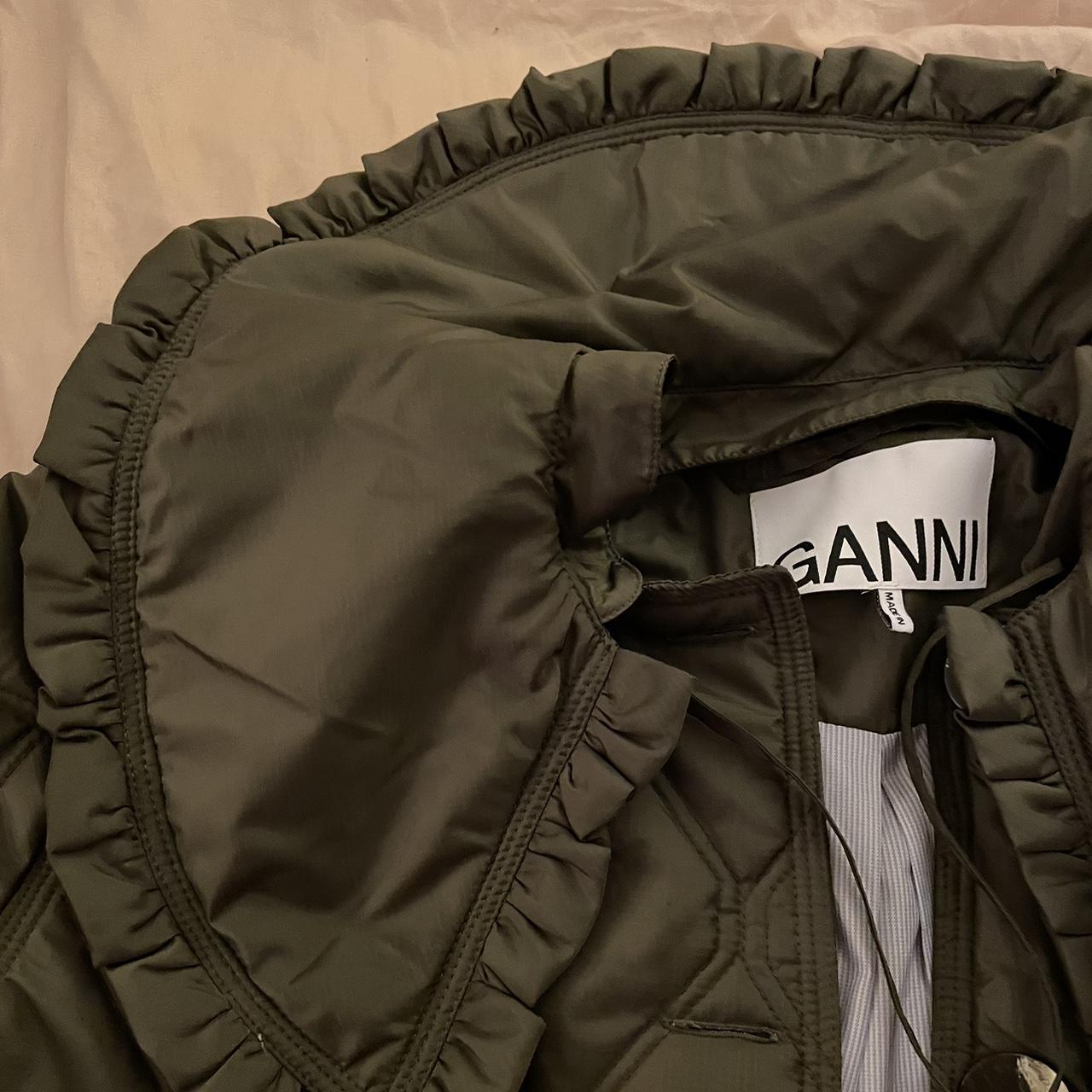 Small Ganni olive green jacket/puffer, lightweight... - Depop