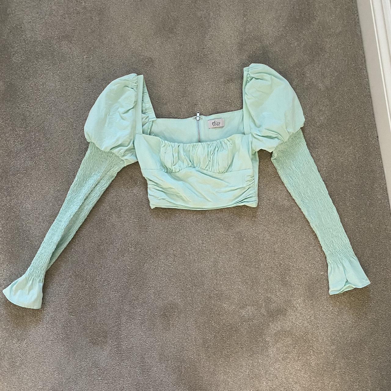 Mint Oh Polly puff shoulder crop top Size 6 | Depop