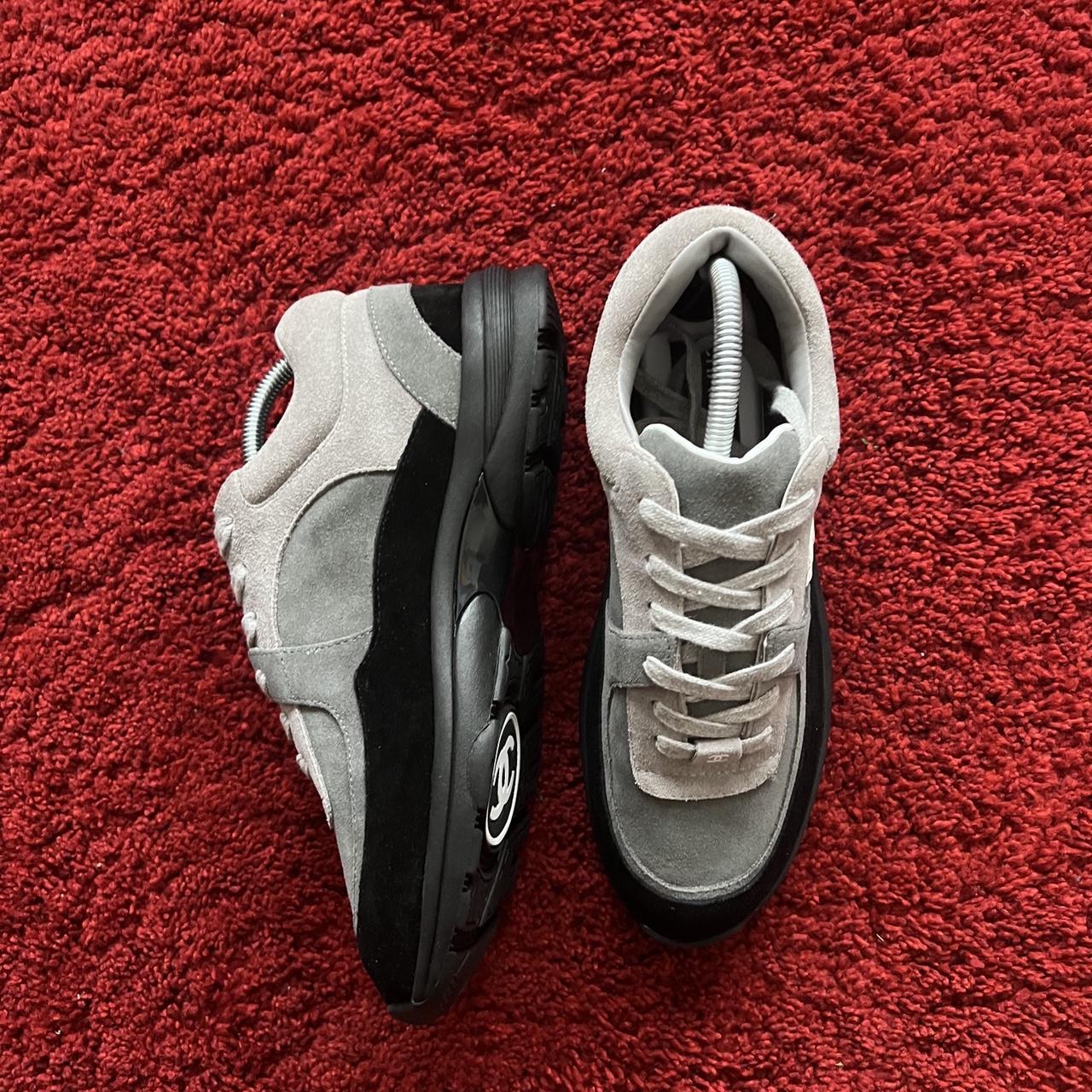 chanel runners uk7 black and grey unworn offers - Depop