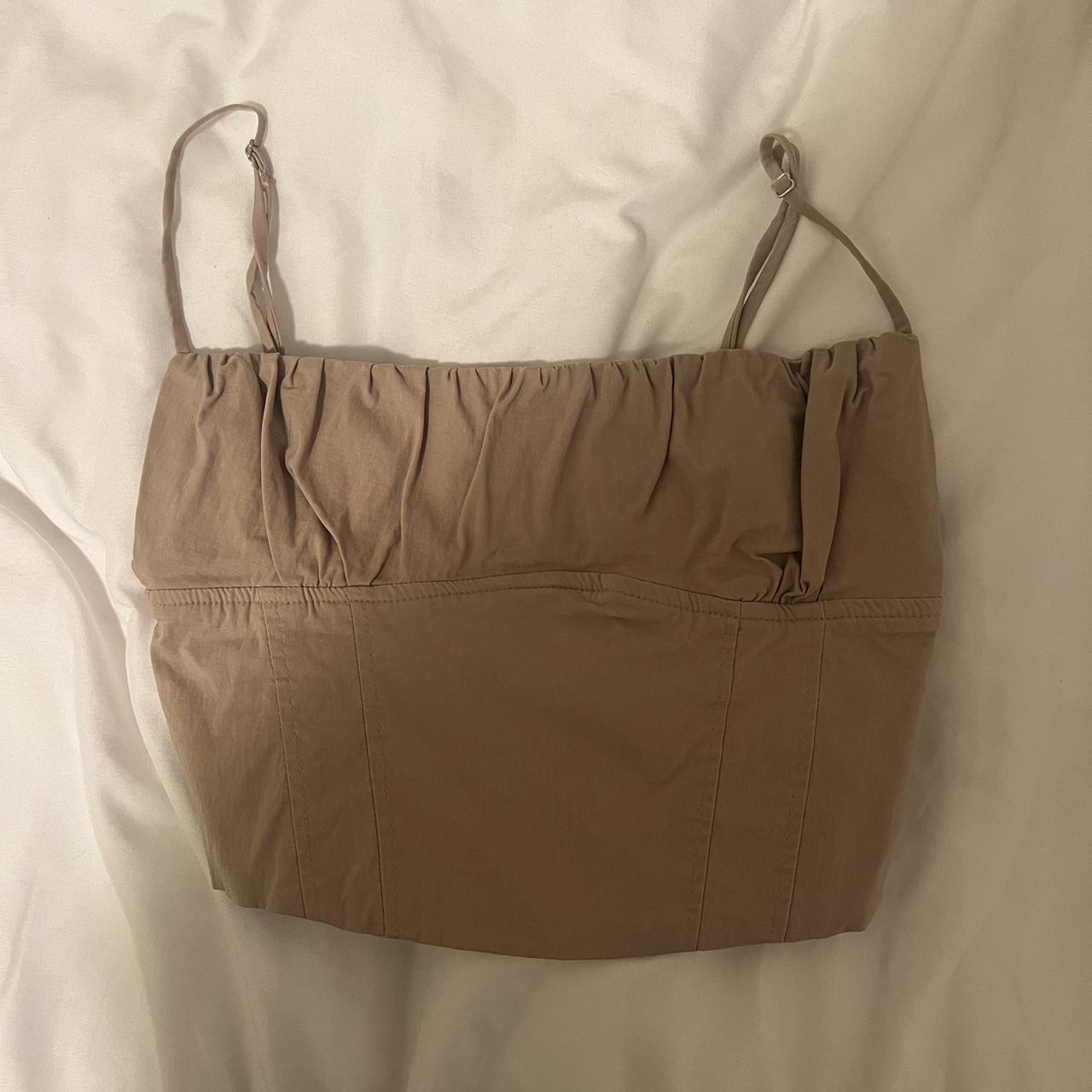 Zara Women's Tan Crop-top | Depop