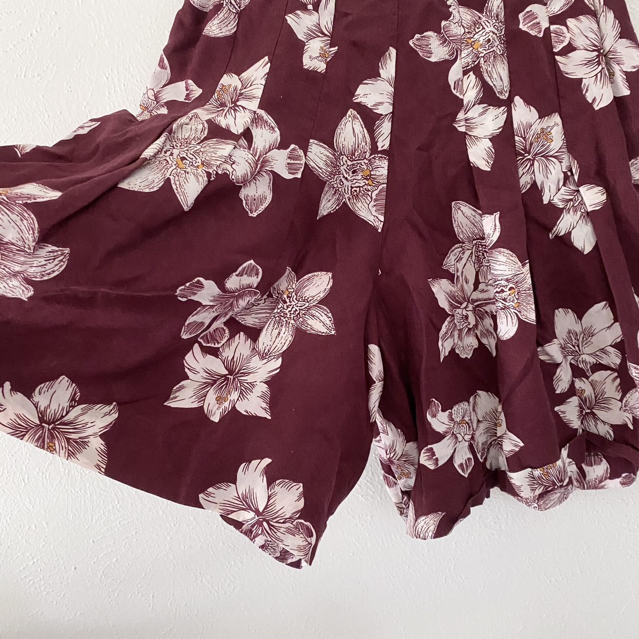 Maroon Floral Flowy Shorts ♡︎ Key Details ♡︎ -... - Depop