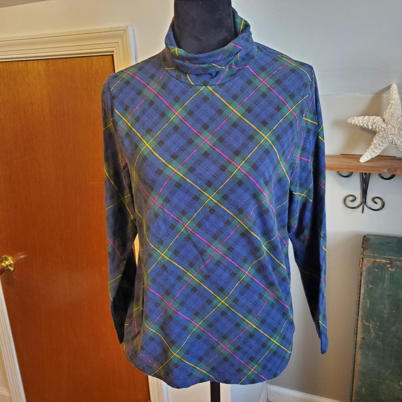 Talbots petite xl plaid turtle neck. Stretchy. Fits... - Depop