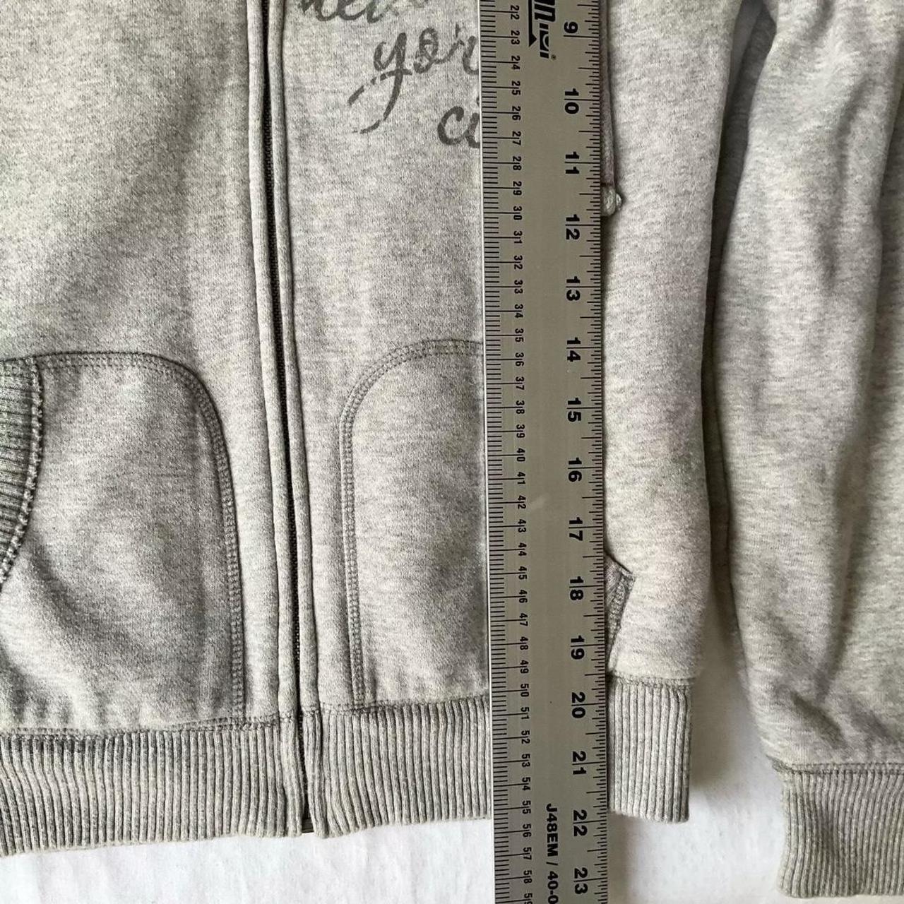 grey aeropostale fur zip up hoodie with embroidered... - Depop