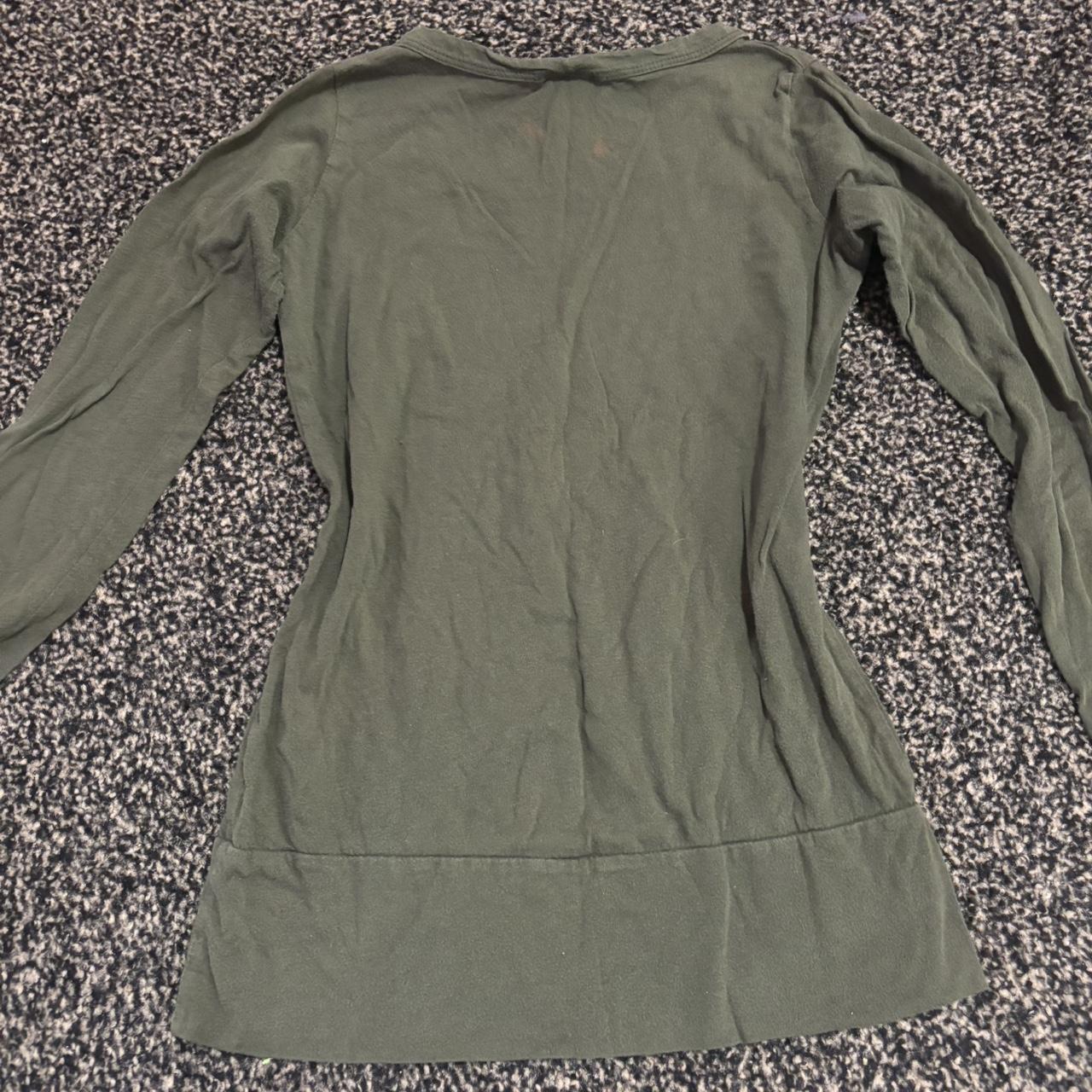 2000s deep green long sleeve top good for layering!!... | Depop