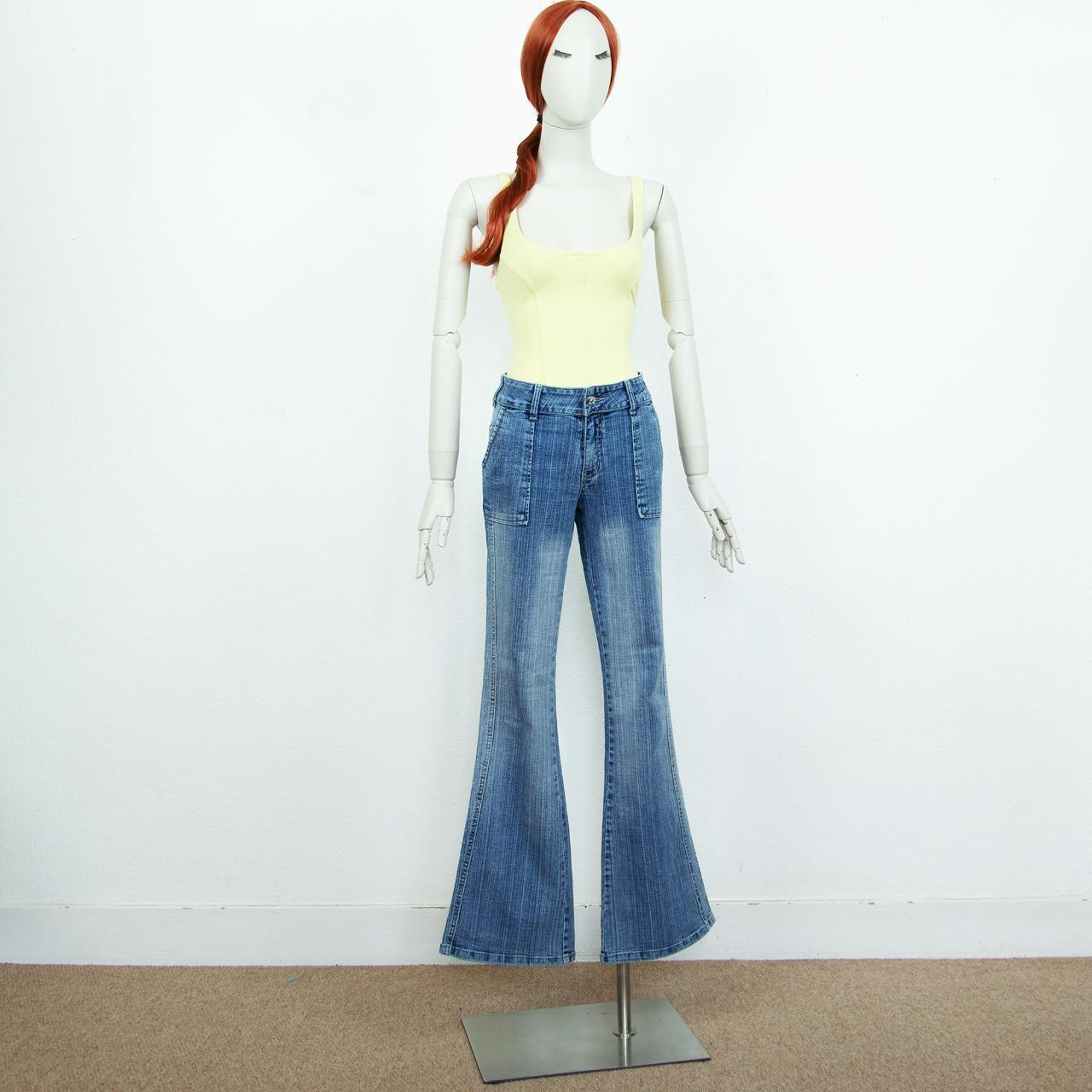 Vintage 90s Light Blue Denim Flare Jeans Low Waist... - Depop