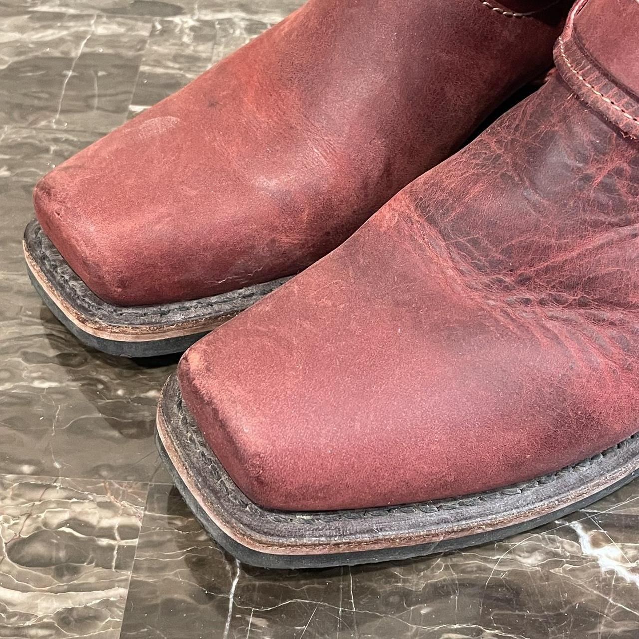 Frye Belted Red Leather Harness Boots Gorgeous red... - Depop