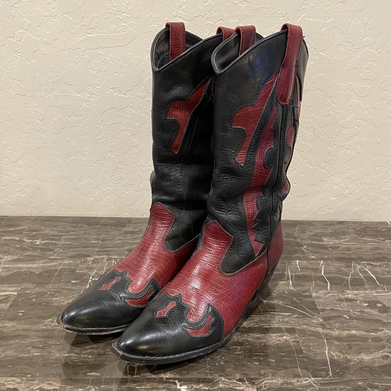 Wild Pair Women's Red and Black Boots | Depop