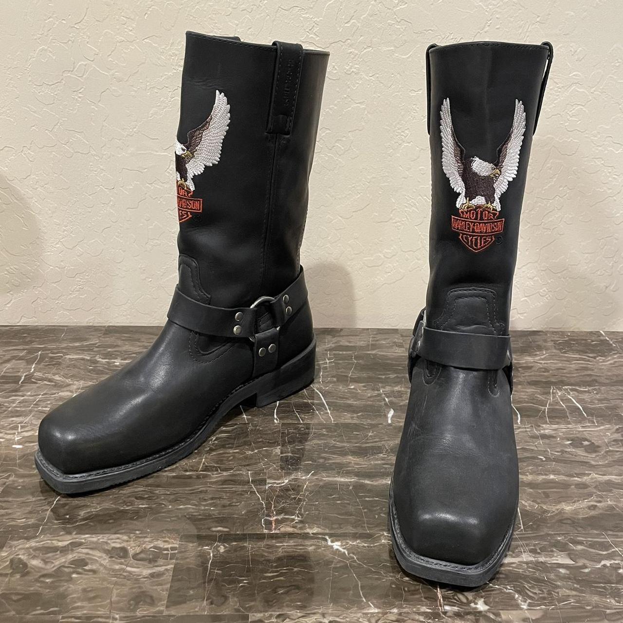 Men’s Harley Davidson Embroidered Eagle Leather... - Depop