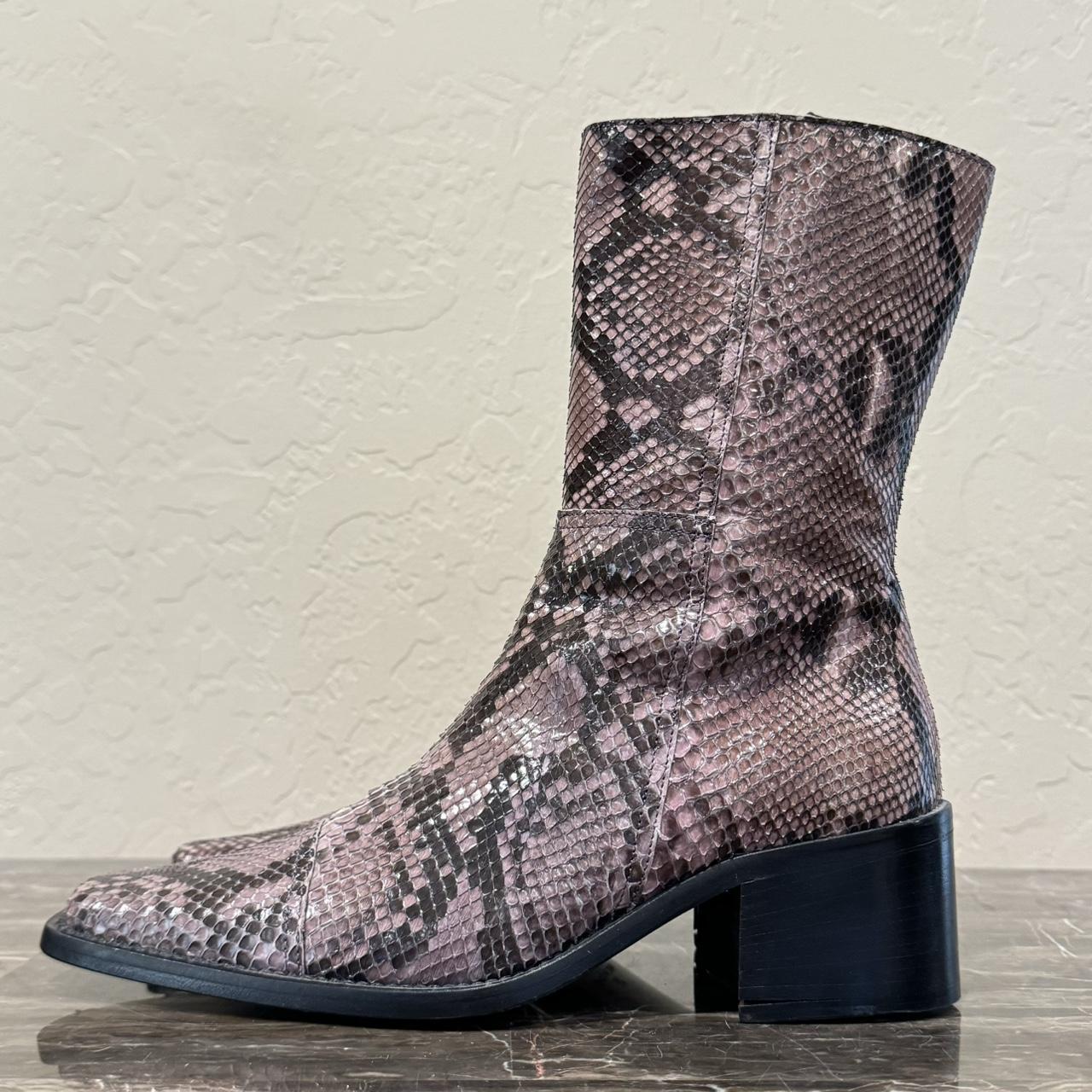 Vintage Snakeskin Leather Mod Boots Where to... | Depop