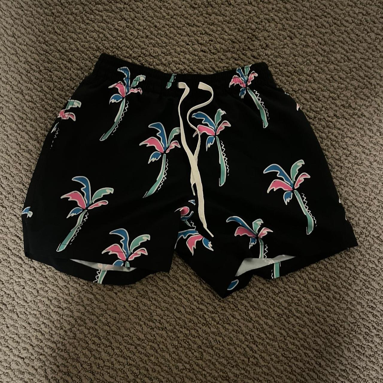 Black and pink Chubbies palm tree swim trunks #summer | Depop