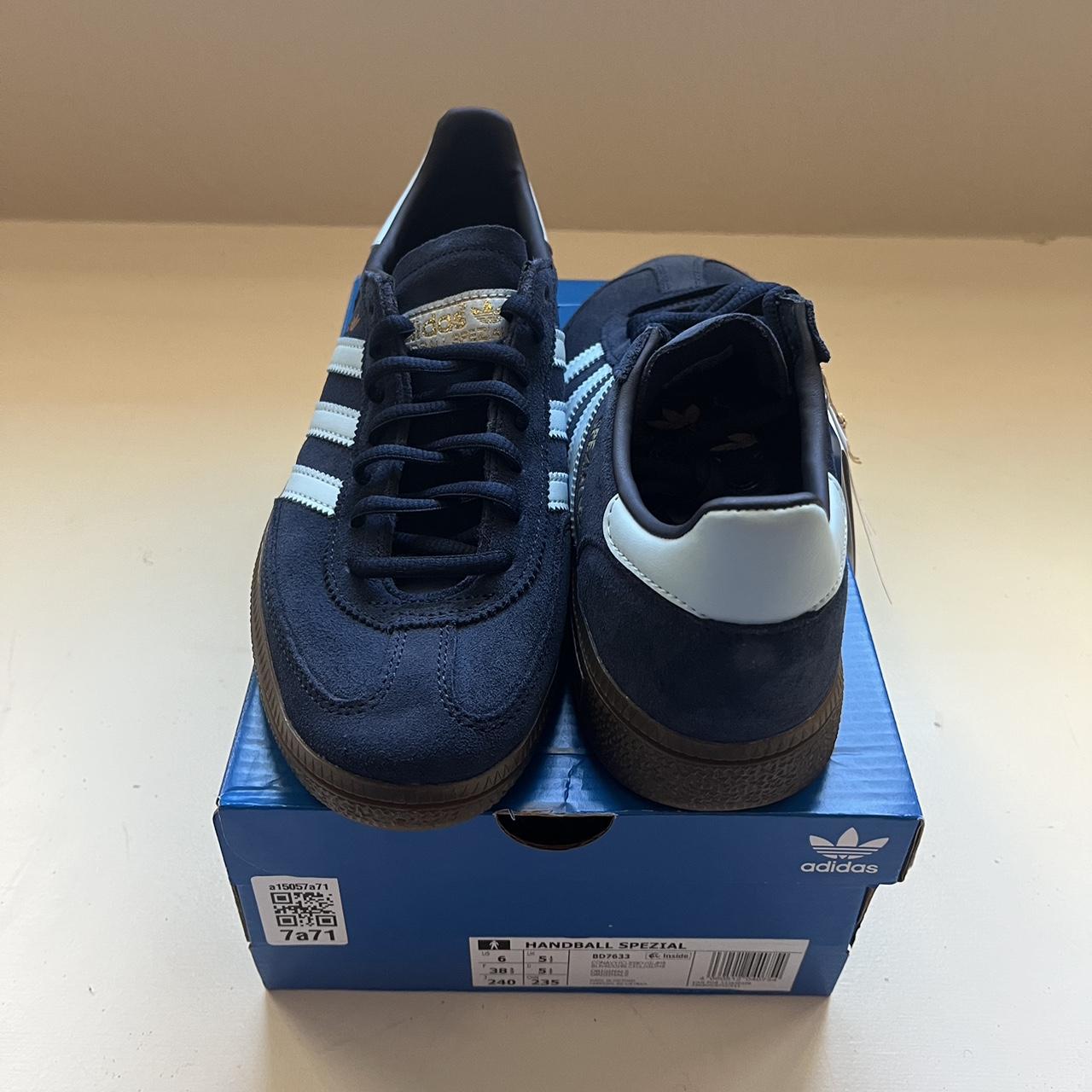 Adidas Spezial Navy blue with the light blue... - Depop