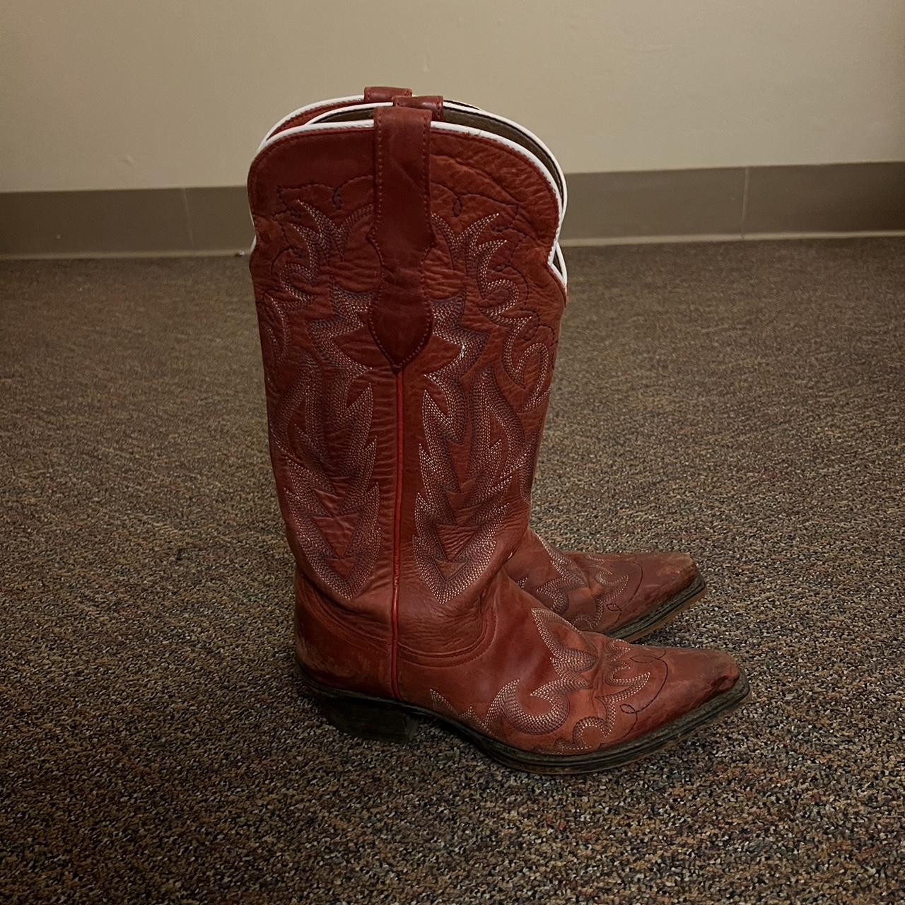 Real leather cowgirl boots. Lightly worn but great... - Depop