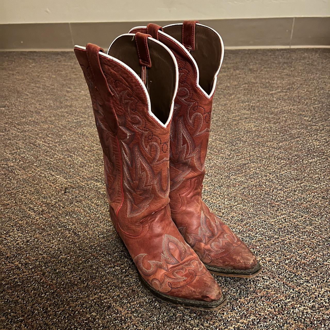 Real leather cowgirl boots. Lightly worn but great... - Depop