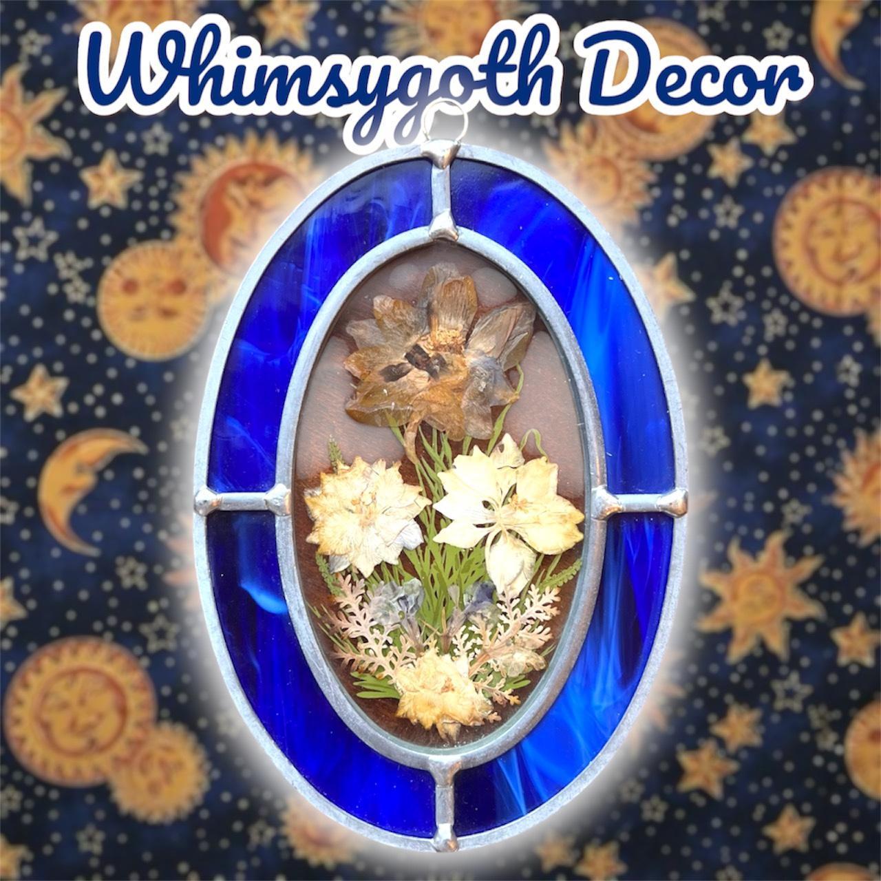 💫Cobalt Blue Whimsigoth Stained Glass Flower Window... - Depop