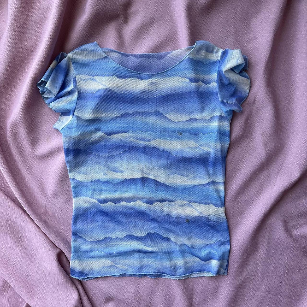 cute vintage blue mesh top. Has two stains on the... - Depop